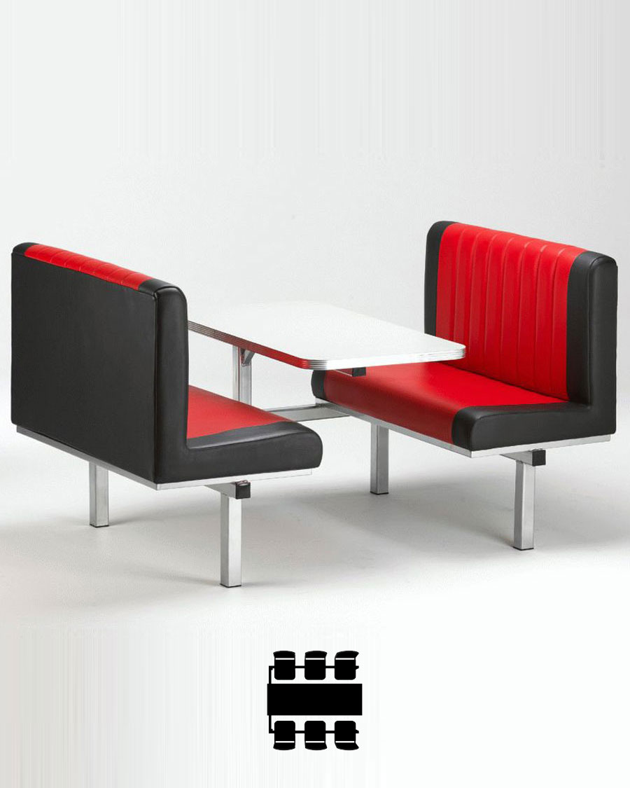 Two Tone Booth Diner Seat & Table Unit