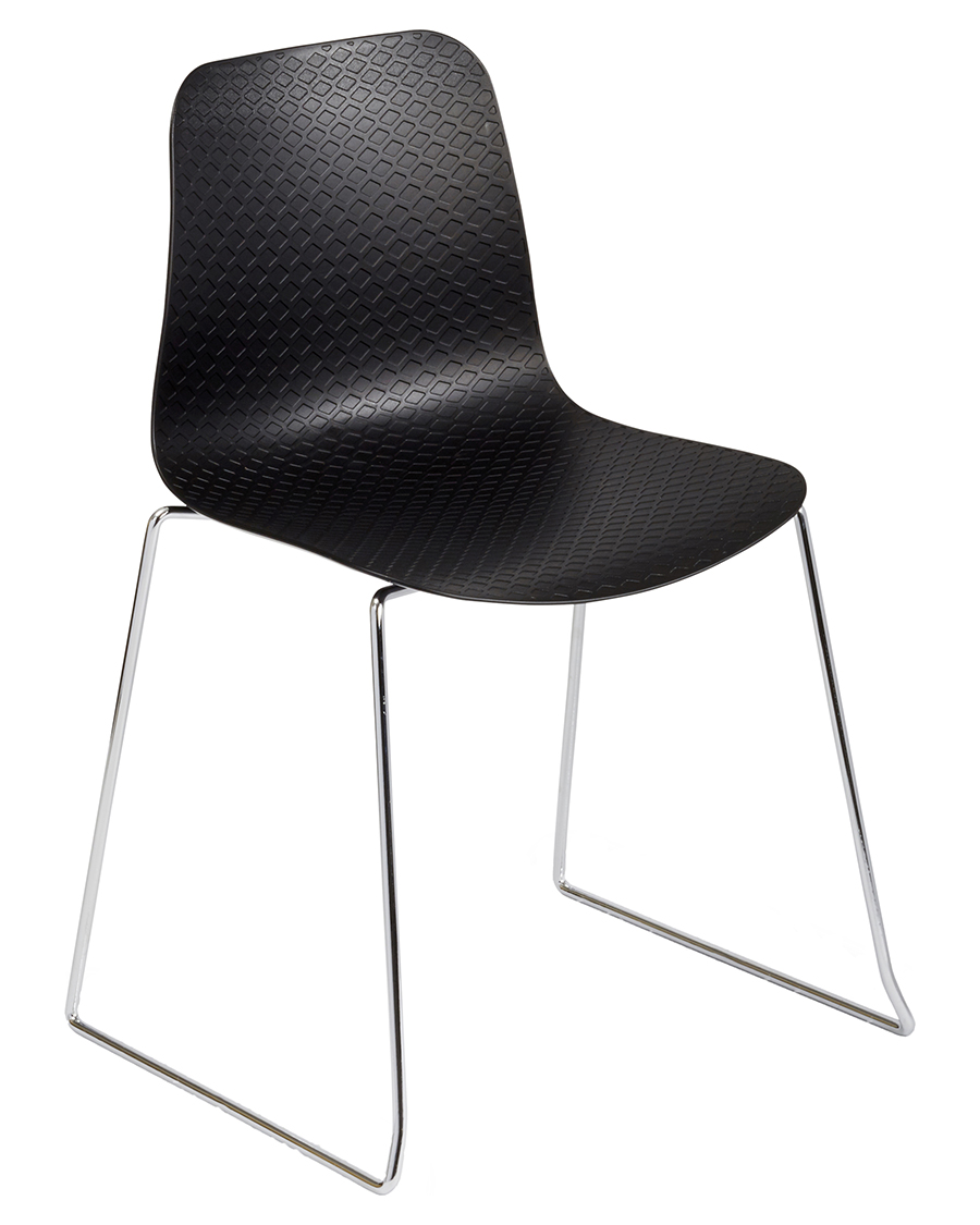 Net Stacking Plastic Dining Chair - Skid Base