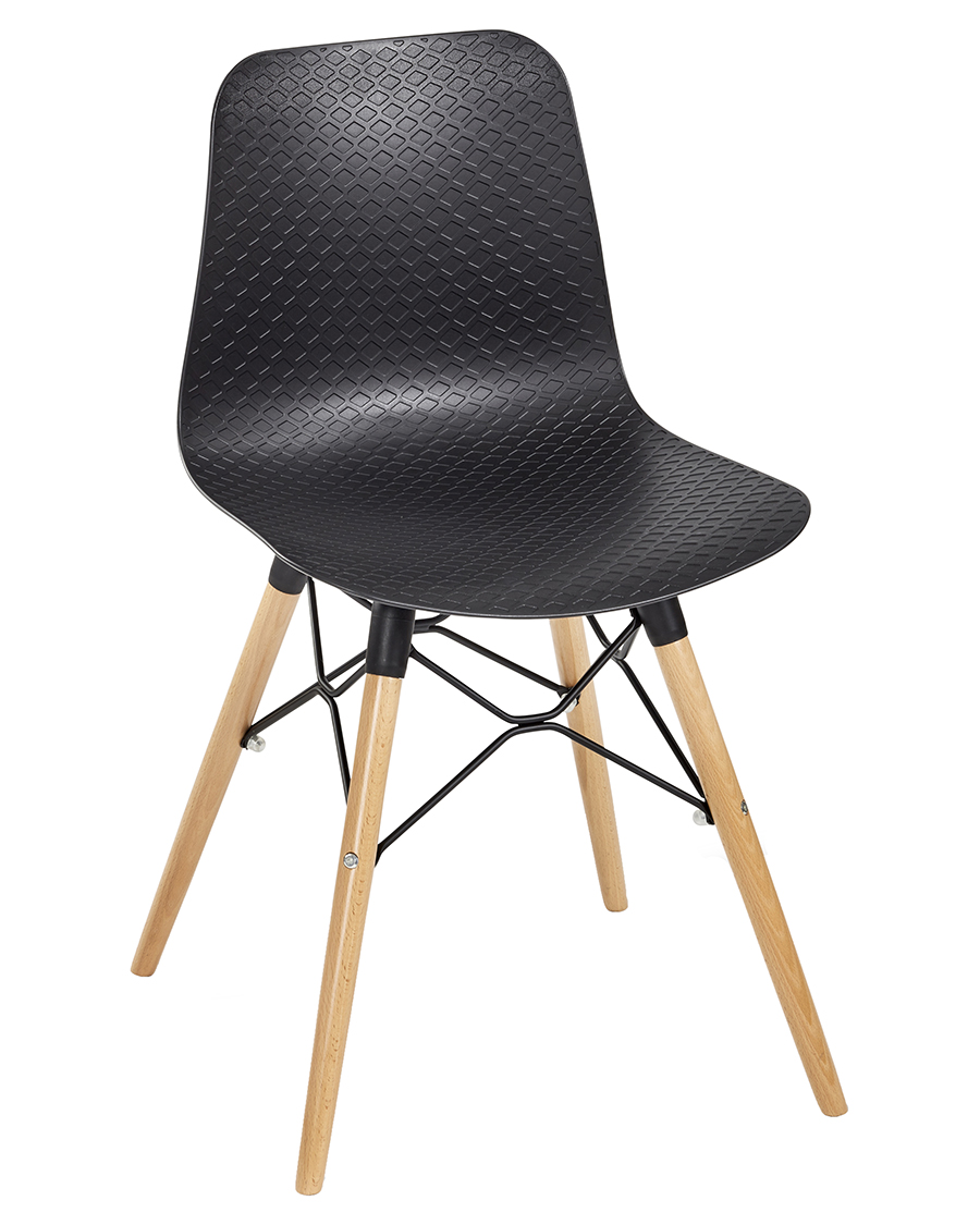 Net Plastic Dining Chair - Wooden-4-Leg
