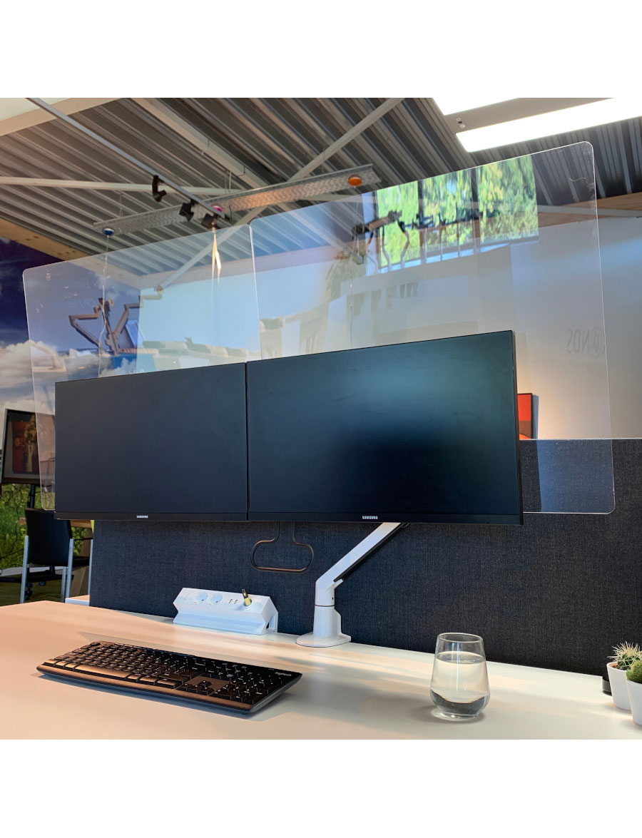 Double Clear Hygiene Screen & Sneeze Guard - Monitor Mount